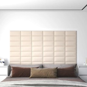 Nástěnné Panely 12 Ks Krémové Samet 0,54 M² Krémová - 60 x 15 cm / Obdélník