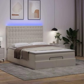 Osmanský rám postele s matrací bílý 140x190cm umělá kůže 3313851