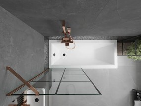 Mexen Next, vanová zástěna 1-křídlová 80 x 150 cm, fixní křídlo, 6 mm čiré sklo s černým vzorem, růžové zlato profil, 895-080-000-00-77-60