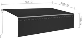 vidaXL Marketos Automatická zatahovací markýza s roletou 5 x 3 m antracitová