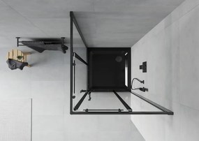 Mexen Rio, čtvercový sprchový kout 80 x 80 cm, 6mm čiré sklo, černý profil + černá sprchová vanička, 860-080-080-70-00-4070B