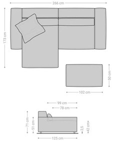 Rohová pohovka Sirpio XL 270x175 cm béžová manšestr variabilní lenoška