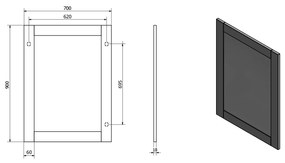 Sapho, FAVOLO zrcadlo v rámu 70x90 cm, bílá mat, FV090