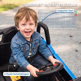 AIYAPLAY 12V elektroauto pro děti, funkce dálkového ovládání, pás, klakson, LED světla, USB port, pro 3-5 let, Modrá
