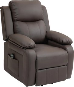 HOMCOM Elektrické křeslo ke vstávání elektrické relaxační křeslo s opěrkou nohou, dálkovým ovládáním a 2 kapsami 76x90x105 cm, hnědé