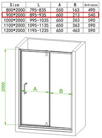 BPS-koupelny Sprchové dveře HYD-DN08 90 černá/transparent pro instalaci do niky - bez vaničky