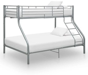 Petromila Rám poschoďové postele šedý kov 140 x 200 / 90 x 200 cm