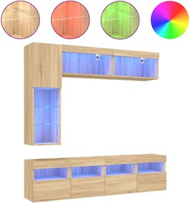 7dílná obývací stěna s LED osvětlením dub sonoma 3216759