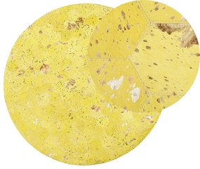 Kožený koberec žlutý ⌀ 140 cm ZEYTIN Beliani