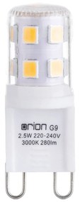 Kolíčková LED žárovka, čirá, G9, 2,5 W, 3 000 K, 280 lm