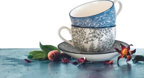 Šálek na čaj Tue s podšálkem 270 ml modrozelený