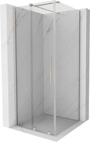 Mexen Velar, sprchový kout s posuvnými dveřmi 90 x 90 cm, 8mm čiré sklo, broušená ocel, 871-090-090-01-97