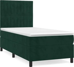 Box spring postel s matrací tmavě zelená 90x200 cm samet 3143124