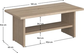 Konferenční stolek 120, dub sonoma, NORTY TYP 15