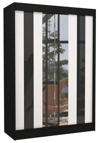 Posuvná skříň se zrcadlem a lacobel KEITA Šířka: 150, Hlavní barva: Sonoma, Další barva: Černý Lacobel