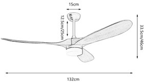 ZEVENTI - LED Stropní ventilátor GINOSA LED/18W/230V Wi-Fi Tuya černá/dub + DO