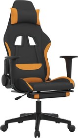 Herní židle s podnožkou černá a oranžová textil 3143747