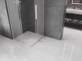 Mexen Velar L Duo, sprchový kout s posuvnými dveřmi 90 x 90 cm, 8mm sklo námraza, broušená ocel, 871-090-090-02-33-97