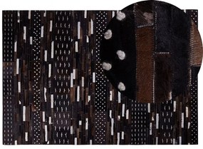 Kožený patchworkový koberec 140 x 200 cm hnědý AKSEKI Beliani