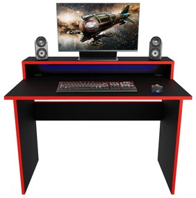 Herní pc stůl Adapt (černá + červená) (s RGB LED osvětlením). 1054991