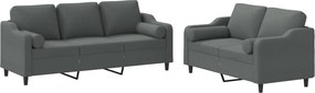 2dílná sedací souprava s polštáři tmavě šedá textil 3201851