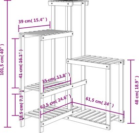 vidaXL Stojan na květiny 62,5 x 61,5 x 101,5 cm masivní jedlové dřevo [362884] Barva: Hnědá