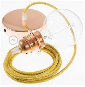 creative cables Závěsné svítidlo pro stínidla s třpytivým zlatým textilním kabelem RL05 Velikost: 100 cm, Barva: Měď, Montáž: Sestavený