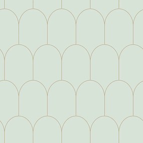 Mentolová vliesová tapeta, geometrický obloukový vzor 139202, Art Deco, Esta