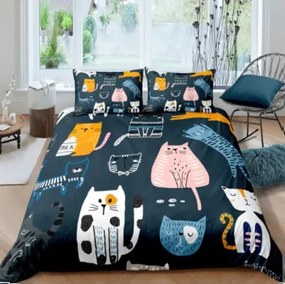 3-dílné ložní povlečení Kočky - Cats Varianta: set 04, Velikost: King: 220*240 cm +  50*75 cm