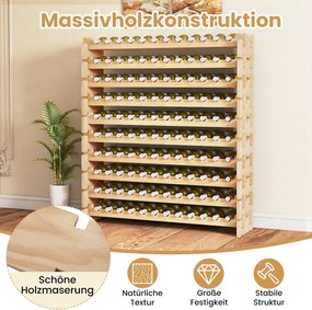 Costway Dřevěný stojan na 120 lahví vína, 10 pater