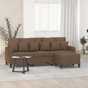 3místná pohovka s podnožkou hnědá 180 cm textil 3201092