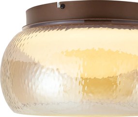 Stropní svítidlo Art Deco hnědé s jantarovým sklem vč. LED 3-stupňově stmívatelné - Thimble