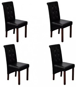 Jídelní židle 4 ks umělá kůže / dřevo Dekorhome Černá