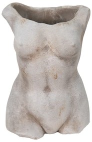 Šedý cementový květináč torzo ženy Womi - 19*13*27 cm