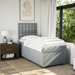 Box spring postel s matrací světle šedá 90x200 cm textil 3290385
