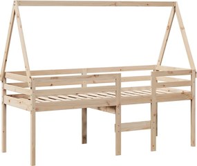 Patrová postel se střechou 80 x 200 cm masivní borové dřevo 3282095