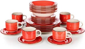 Keramická jídelní souprava SPIRAL RED 30 ks