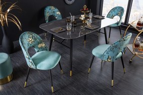 Designová jídelní židle Jalisa tyrkysový samet