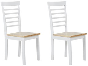 Jídelní souprava, stůl a 2 židle, světlé dřevo s bílou BATTERSBY Beliani