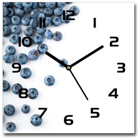 Wallmuralia Skleněné nástěnné hodiny čtverec Borůvky 30x30 cm