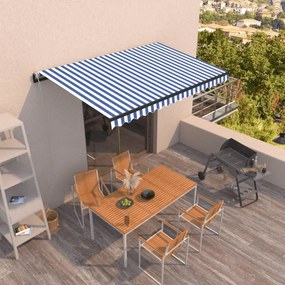 Automatická zatahovací markýza 450 x 350 cm modrobílá 3069206