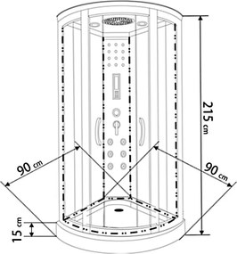 BPS-koupelny Hydromasážní box HYD-R71W 90 SA, 90x90 se saunou
