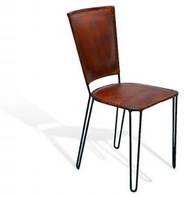 Kovová židle s koženým sedákem Neapol