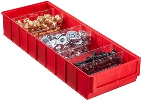 Allit Plastový regálový box ShelfBox typ F - 183 x 500 x 81 mm, 8 ks, červený