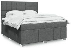 Box spring postel s matrací tmavě šedá 200x200 cm textil 3294076