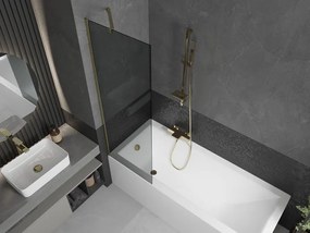 Mexen Next, vanová zástěna 1-křídlová 60 x 150 cm, fixní křídlo, 6 mm šedé sklo, zlatý profil, 895-060-000-00-40-50