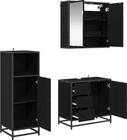 Sada koupelnového nábytku 3 ks Černý dub 65 x 33 x 60 cm 3402395