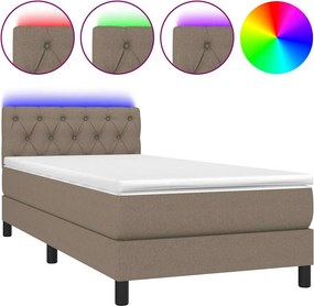 Box spring postel s matrací a LED taupe 80 x 200 cm textil 3133353