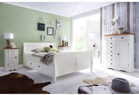 Bílý masivní postel s úložným prostorem Gotland 140x200