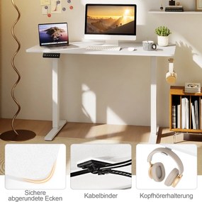 Costway Výškově nastavitelný stůl s hákem Elektrický stojící – 120 × 60 cm